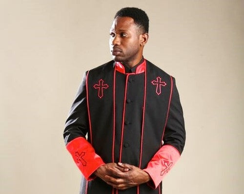 Mens Black/Red Clergy Robe With Matching Stole – On Time Fashions Savannah