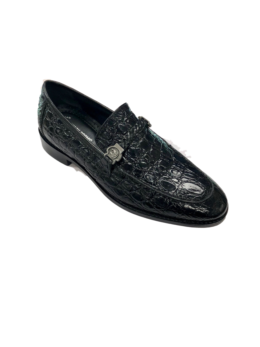 Bellucci Leather Sole Moc Toe Bit Slip On Black – On Time Fashions Savannah