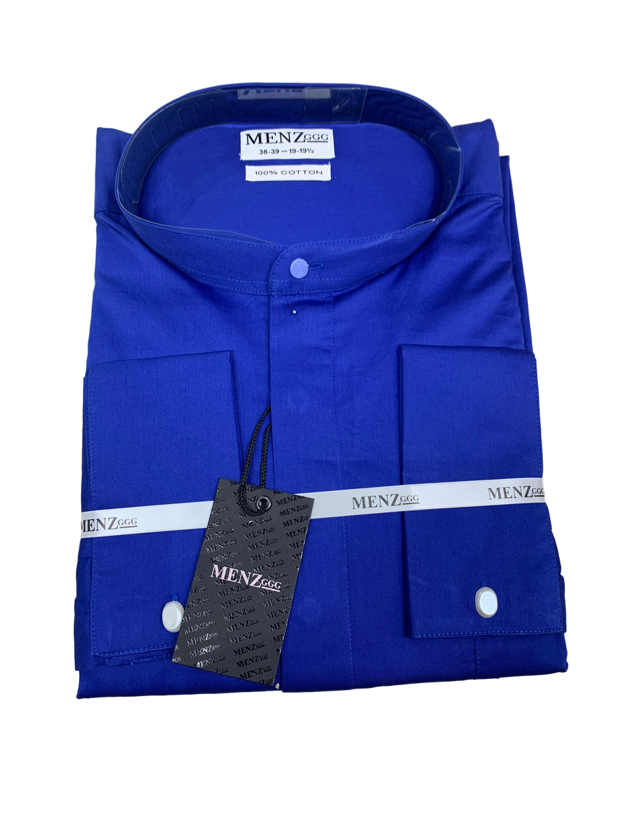 Royal Blue Clergy Roman Collar Shirt By Menz – On Time Fashions Savannah
