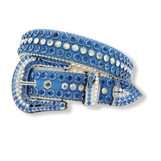 DNA Premium Studded Rhinestone Belt Light Blue/Silver – On Time ...