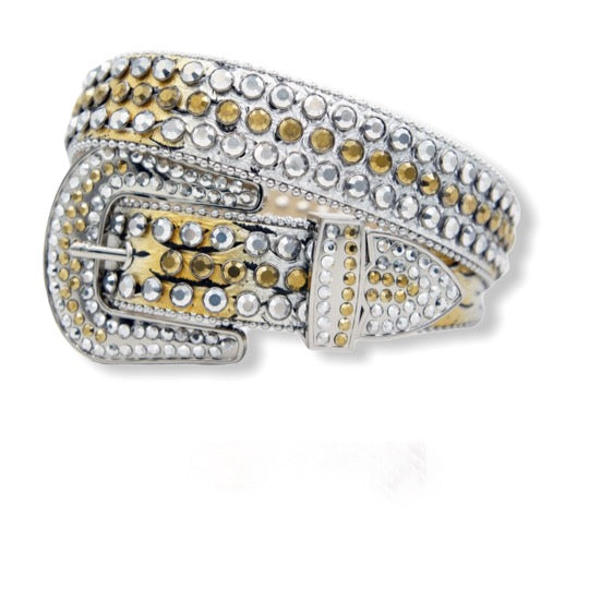DNA Premium Studded Rhinestone Belt Silver/Gold – On Time Fashions Savannah